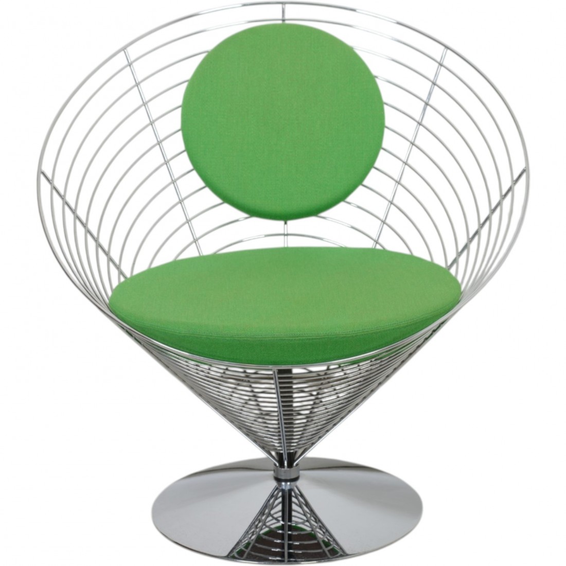 Køb brugt Verner Panton Wire cone chair i grønt stof 1989