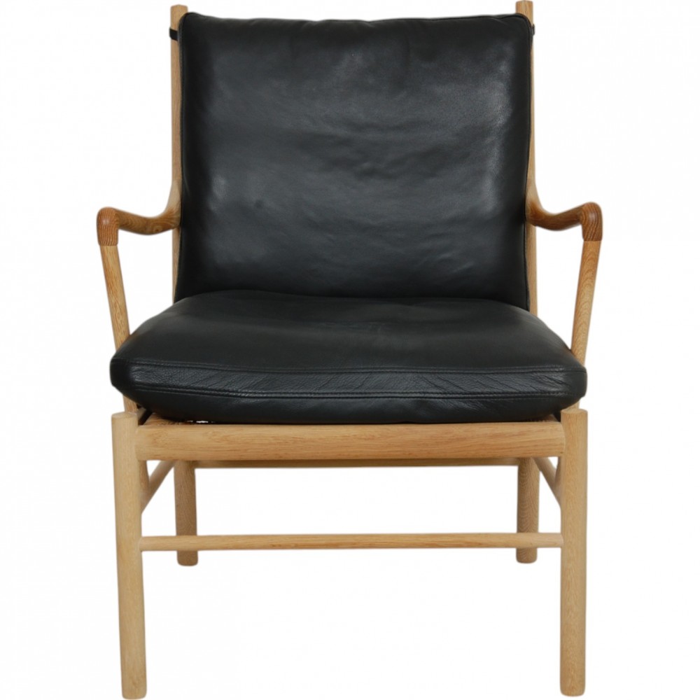 For Sale | Ole Wanscher Colonial chair of oak and black leather"