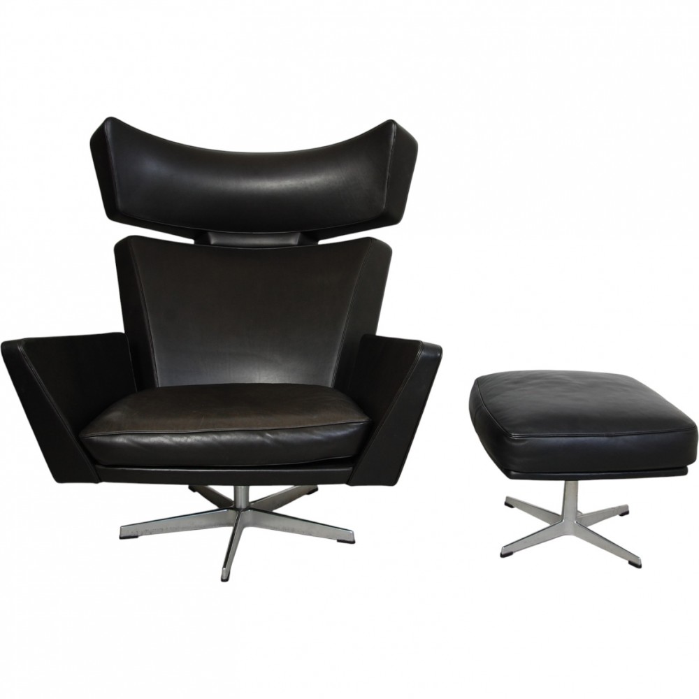 Køb brugt Arne Jacobsen Oksen med skammel i sort grace læder