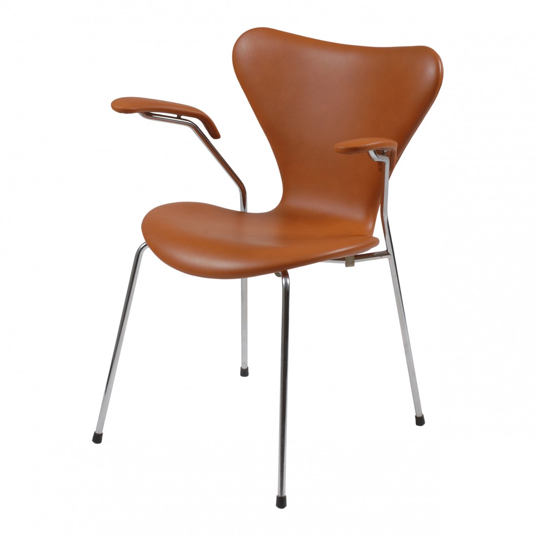 Arne Jacobsen 3207, 7er armstol, i cognac læder- Gratis levering - Cph ...