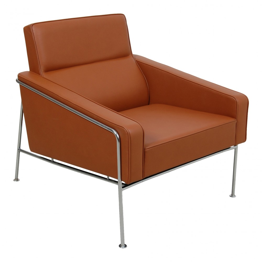 Arne Jacobsen Airport chair model 3301, upholstered in walnut anilin ...