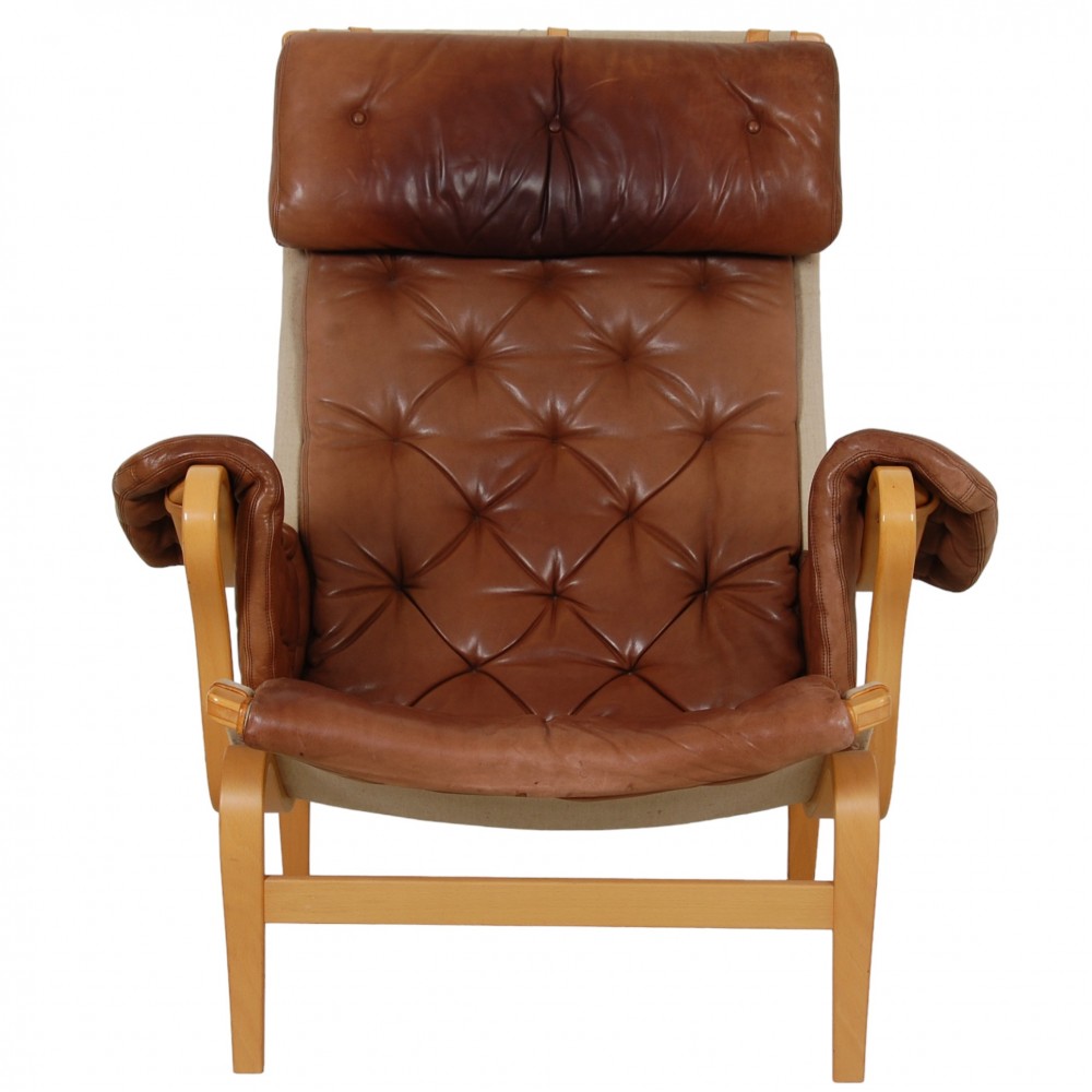 For Sale | Bruno Mathsson Pernilla chair model 69 in brown aniline ...