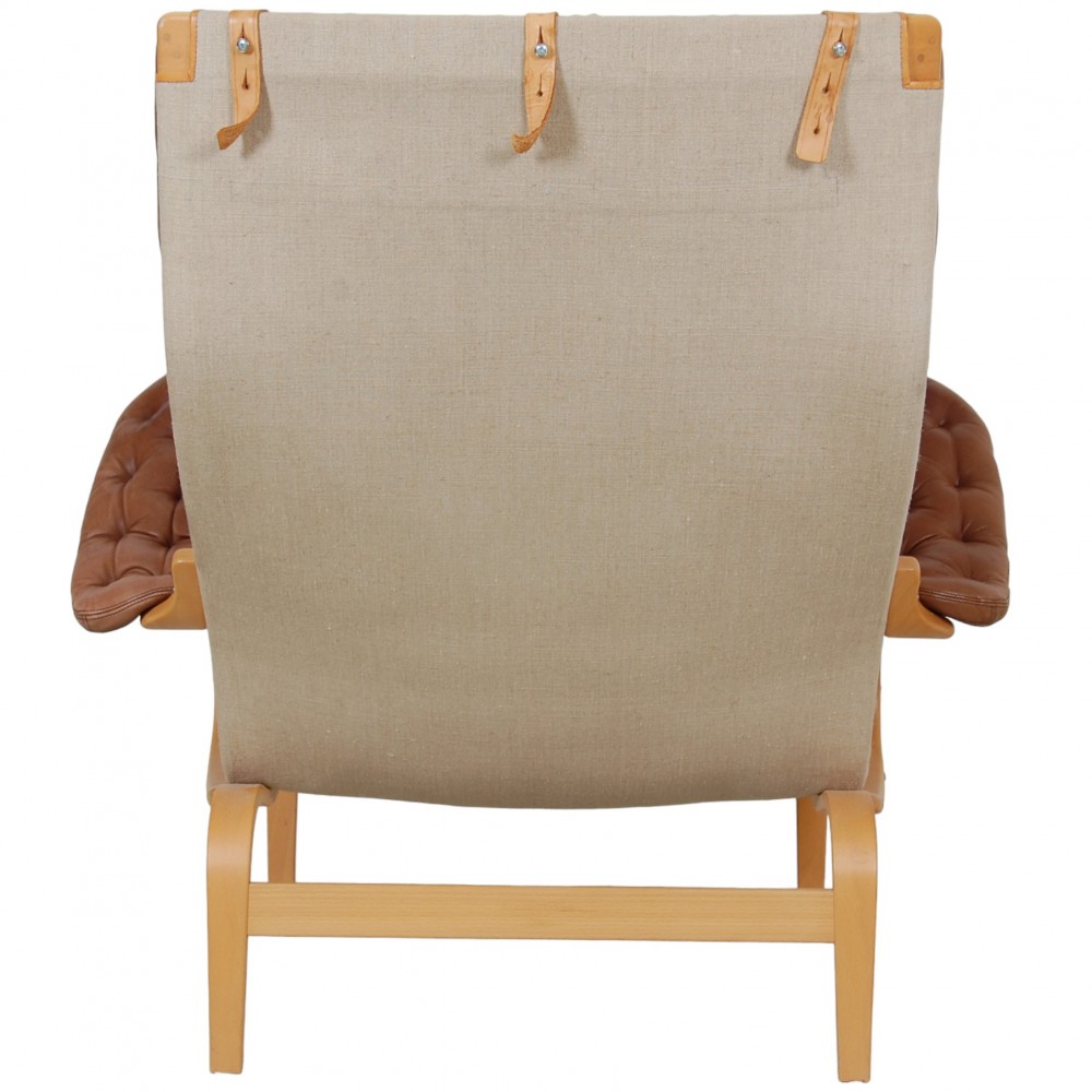 Køb brugt Bruno Mathsson Pernilla stol model 69 i brun anilin læder 2