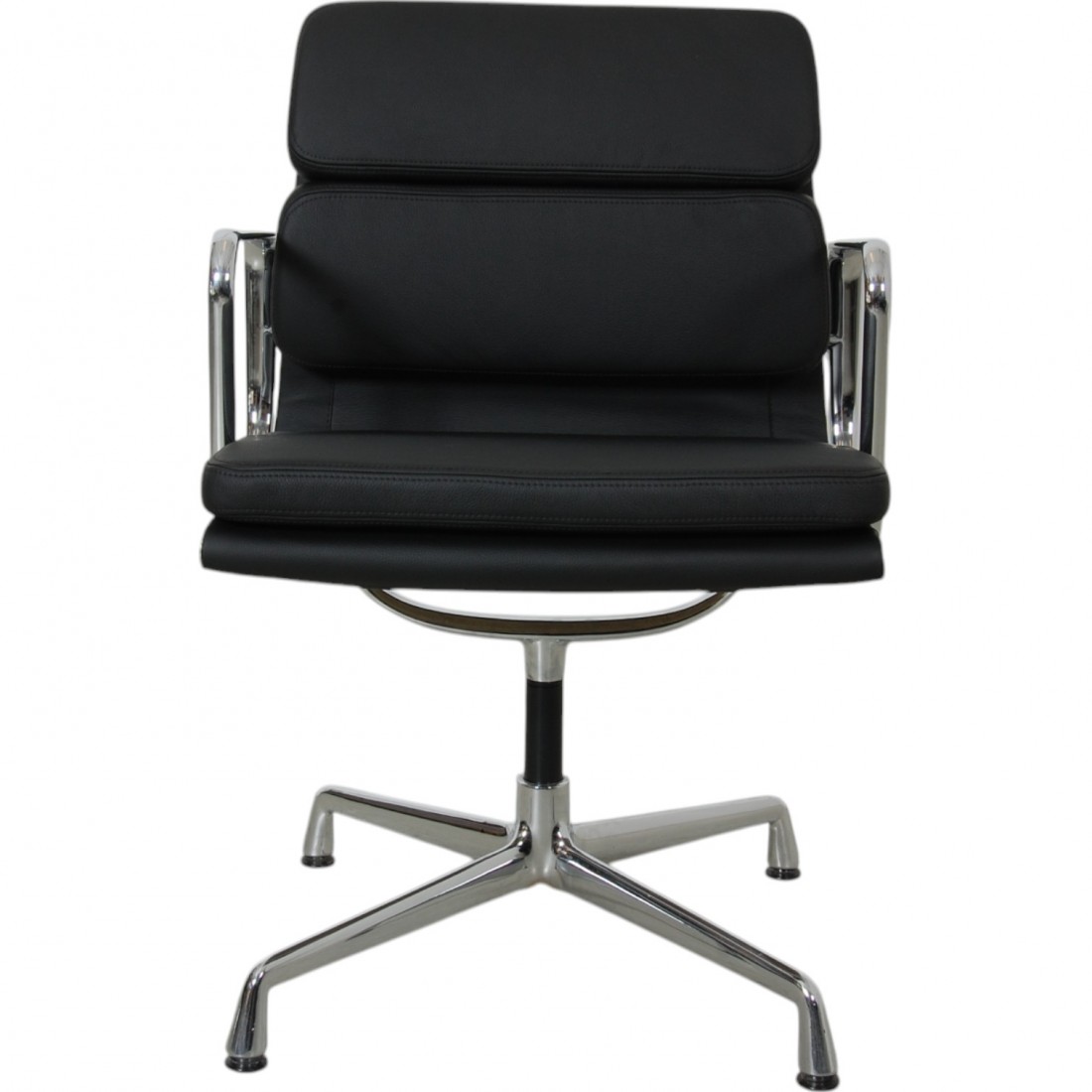 Charles Eames Ea-208 chair reupholstered in black bizon leather