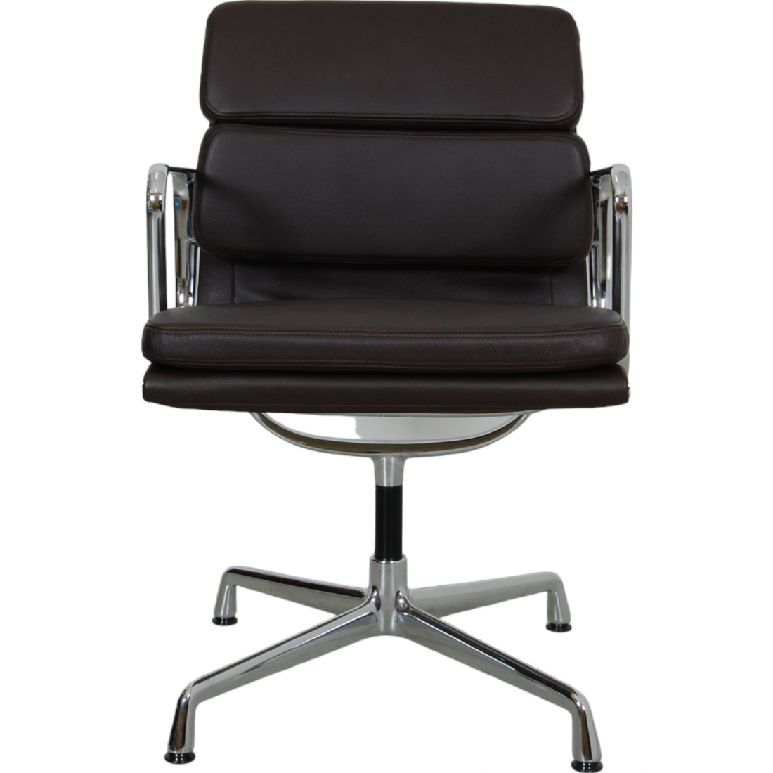 For Sale | Charles Eames Ea-208 chair reupholstered in dark brown leather