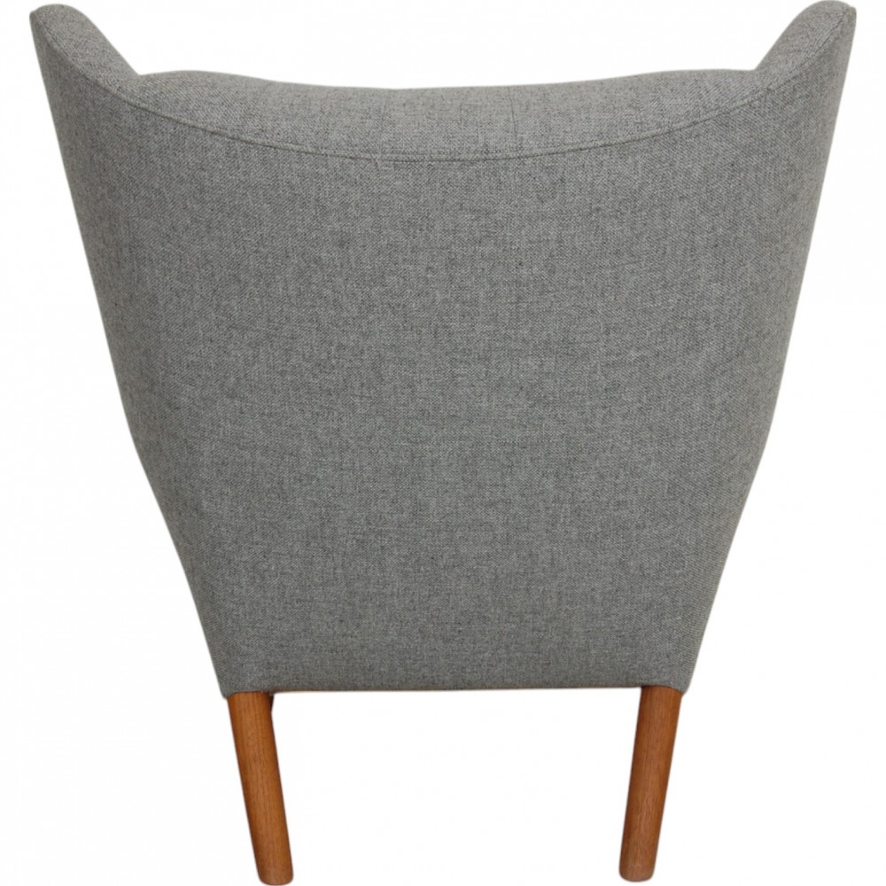 Køb brugt Hans Wegner bamse stol i gråt Hallingdal stof