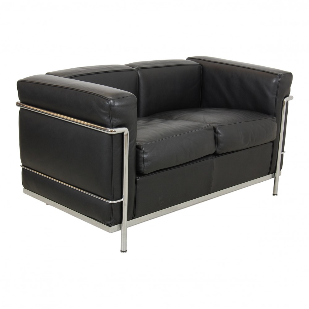 Le Corbusier sofa LC2 in black leather - Cph-Classic