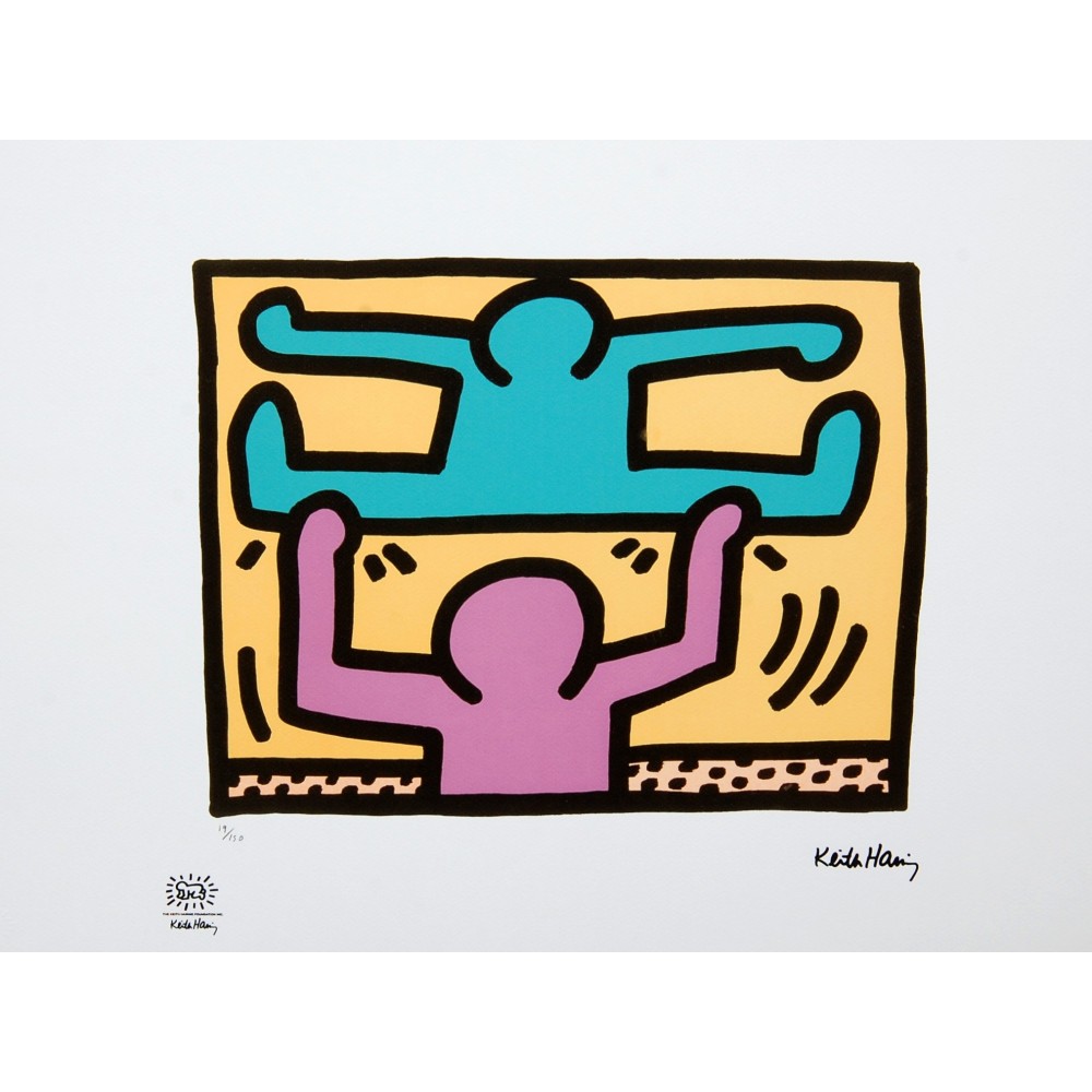 Keith Haring (USA, 1958-1990) "Pop-Art", tryk signeret med logo nr. 90/ ...