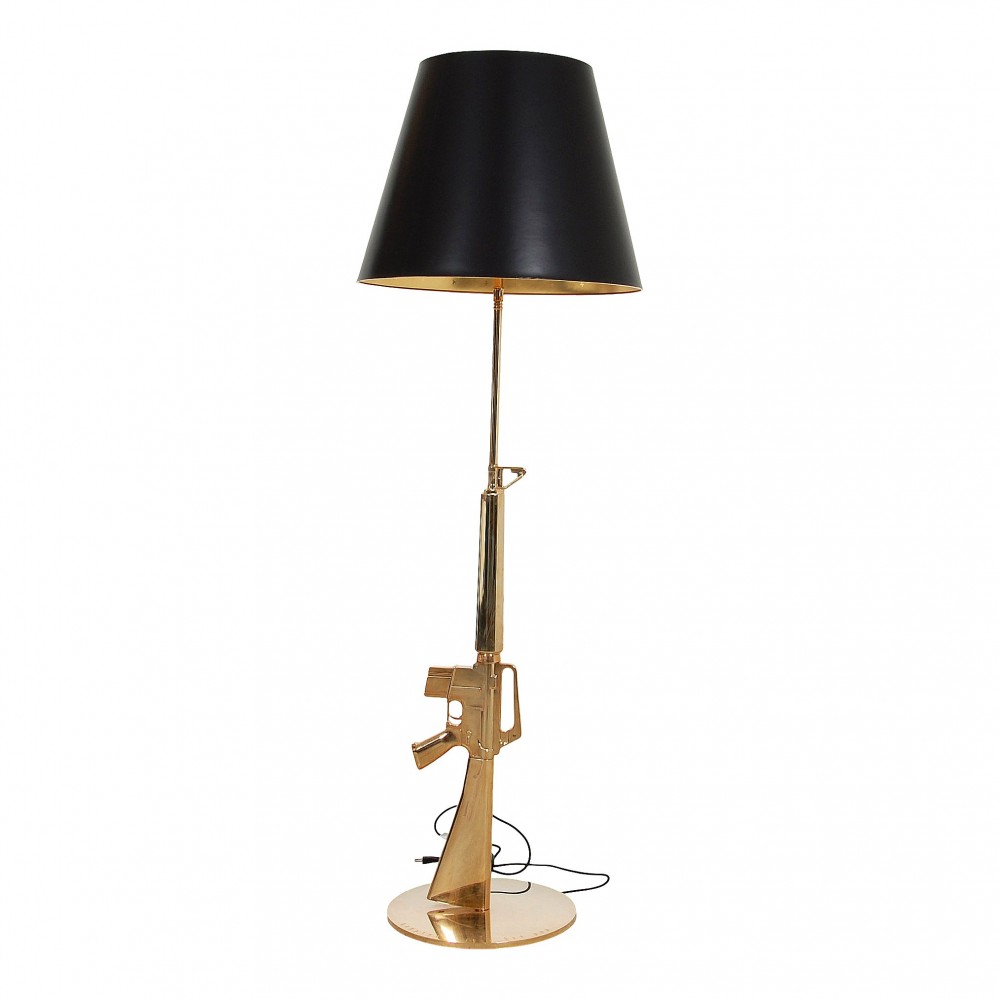Philippe Starck Gun floorlamp in gold colored with black shade ...