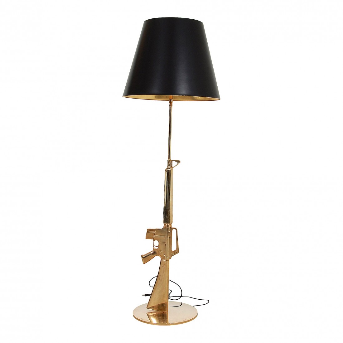 Philippe Starck Gun floorlamp in gold colored with black shade ...