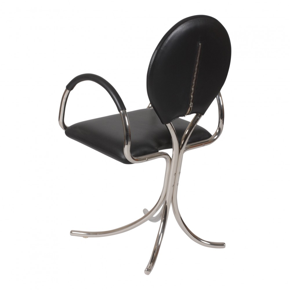 Poul Henningsen stol, Ph 506 i sort læder - Cph-Classic