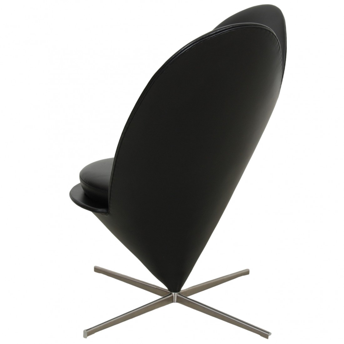 Verner Panton Heart cone chair in black leather