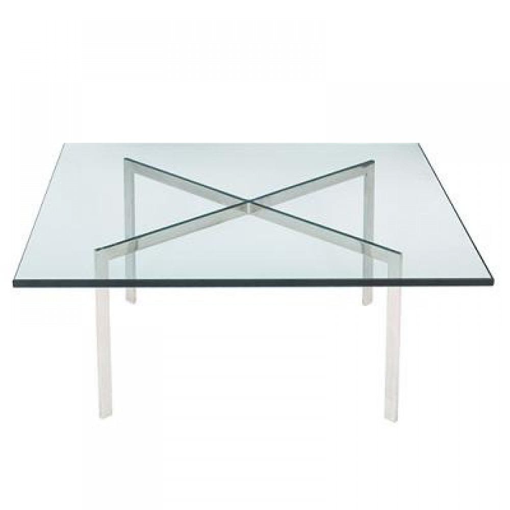 Ludwig Mies van der Rohe Barcelona coffee table with a new glass table top